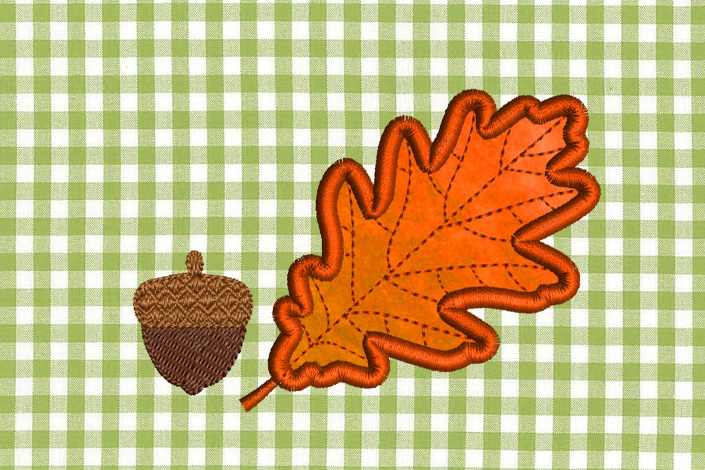 Fall Leaves and Acorn Applique Embroidery Set - So Fontsy
