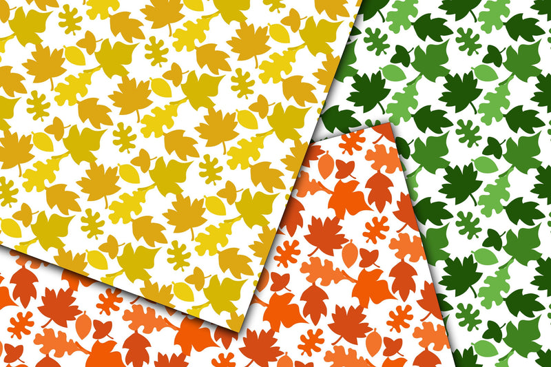 Fall Leaves Digital Paper - Autumn Backgrounds and Patterns - So Fontsy