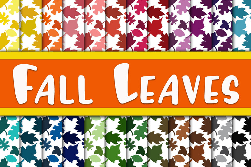 Fall Leaves Digital Paper - Autumn Backgrounds and Patterns - So Fontsy