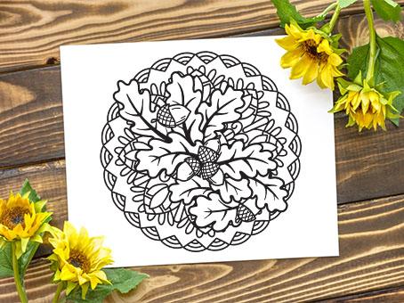 Fall Mandala SVG, Split Mandala SVG, Oak Leaf SVG. - So Fontsy