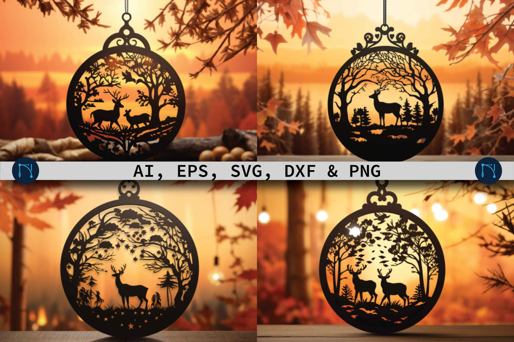 Fall Ornament Laser Cut SVG Bundle - So Fontsy