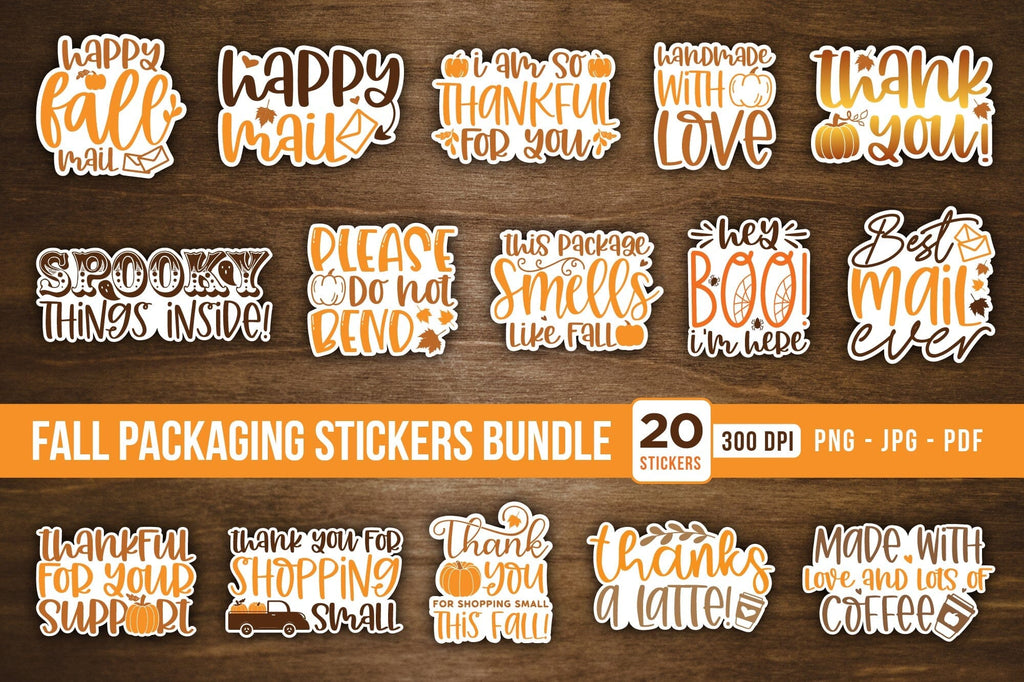 Fall Packaging Stickers Bundle - So Fontsy