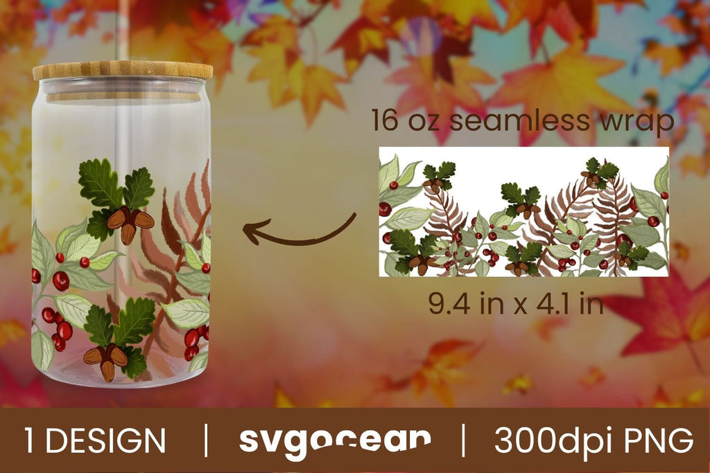 Fall Pattern Wrap | Beer Can | 16 Oz Libbey Glass - So Fontsy