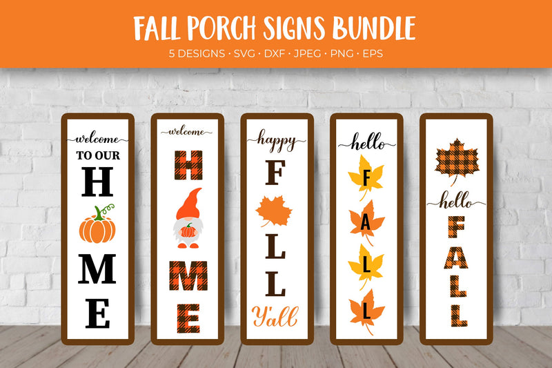 Fall Porch Sign Bundle. Autumn Vertical Porch Signs SVG - So Fontsy