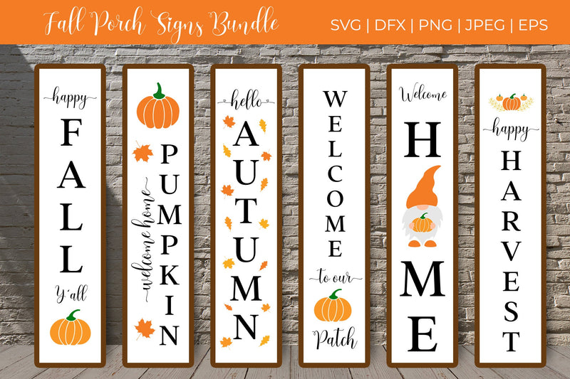 Fall Porch Sign SVG Bundle. Autumn vertical signs. Welcome - So Fontsy