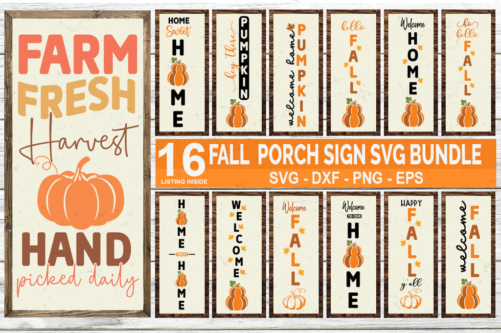 Fall Porch Sign SVG Bundle - So Fontsy