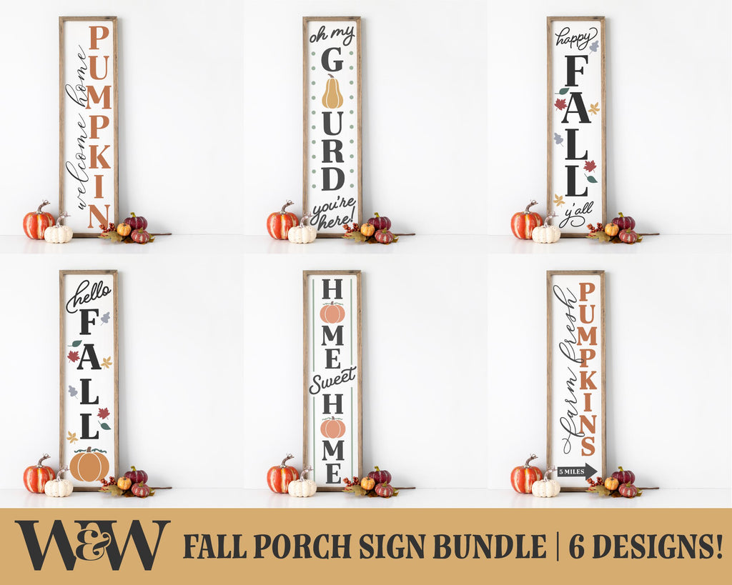 Fall Porch Sign SVG Bundle | Vertical Autumn Signs SVG - So Fontsy