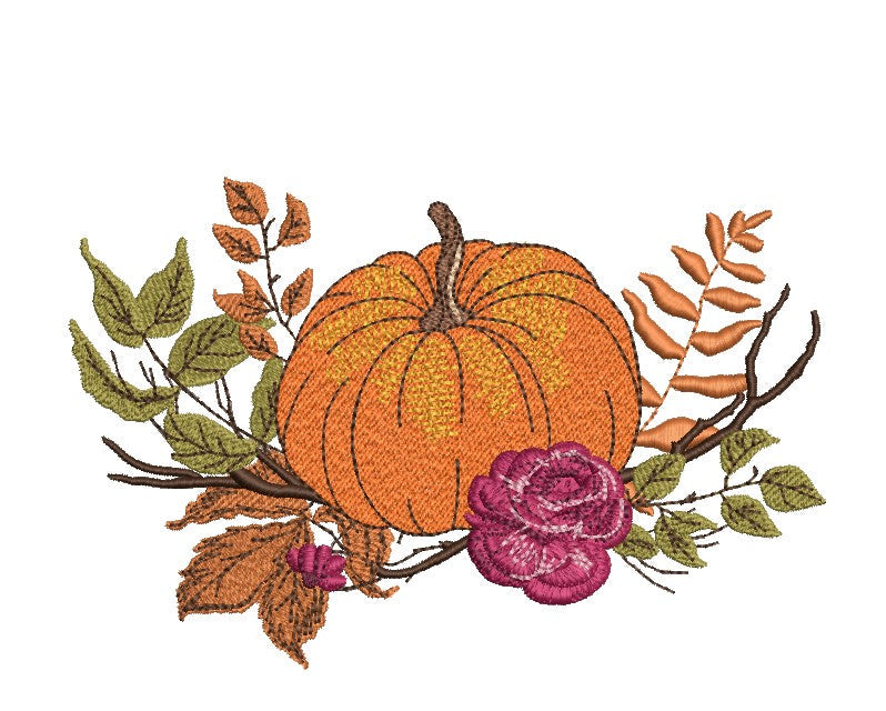Fall Pumpkin Embroidery Design, Autumn Embroidery Design, Thanksgiving ...