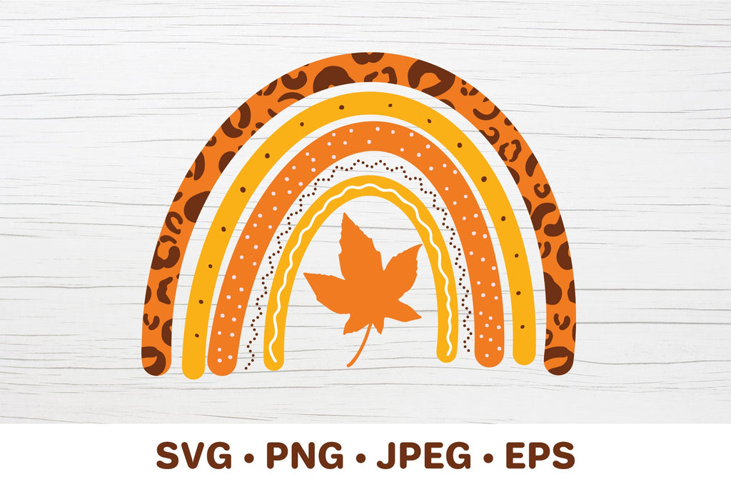 Fall rainbow. Cute autumn rainbow clipart. SVG cut file - So Fontsy