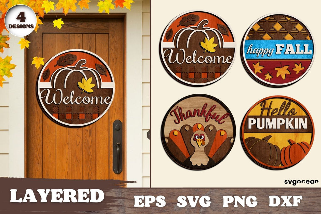 Fall Round Signs | Svg Bundle | Door Hangers - So Fontsy
