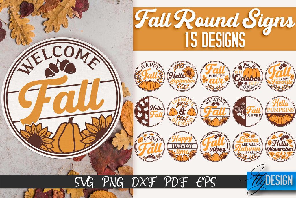 Fall Round Signs SVG | Fall Quotes Design - So Fontsy
