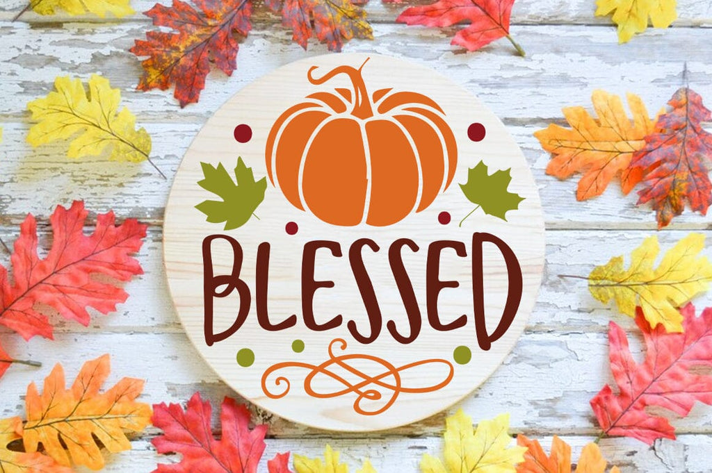 Fall Round SVG Design, blessed - So Fontsy