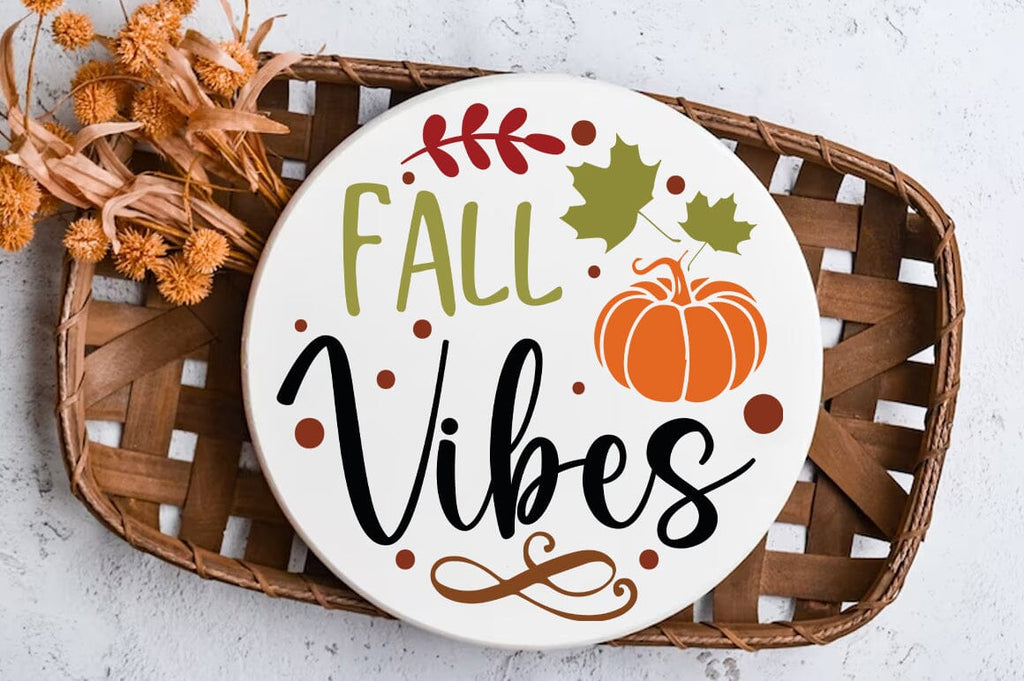 Fall Round SVG Design, fall vibes - So Fontsy
