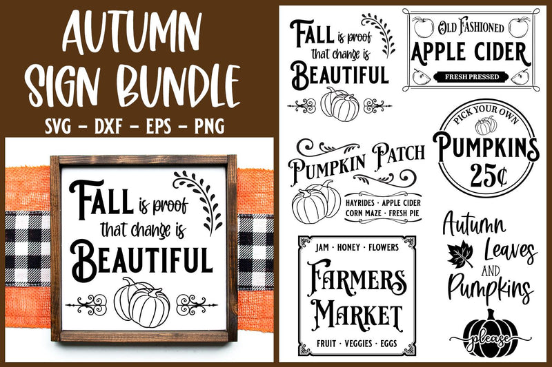 Fall Sign SVG Bundle | Autumn SVG - So Fontsy
