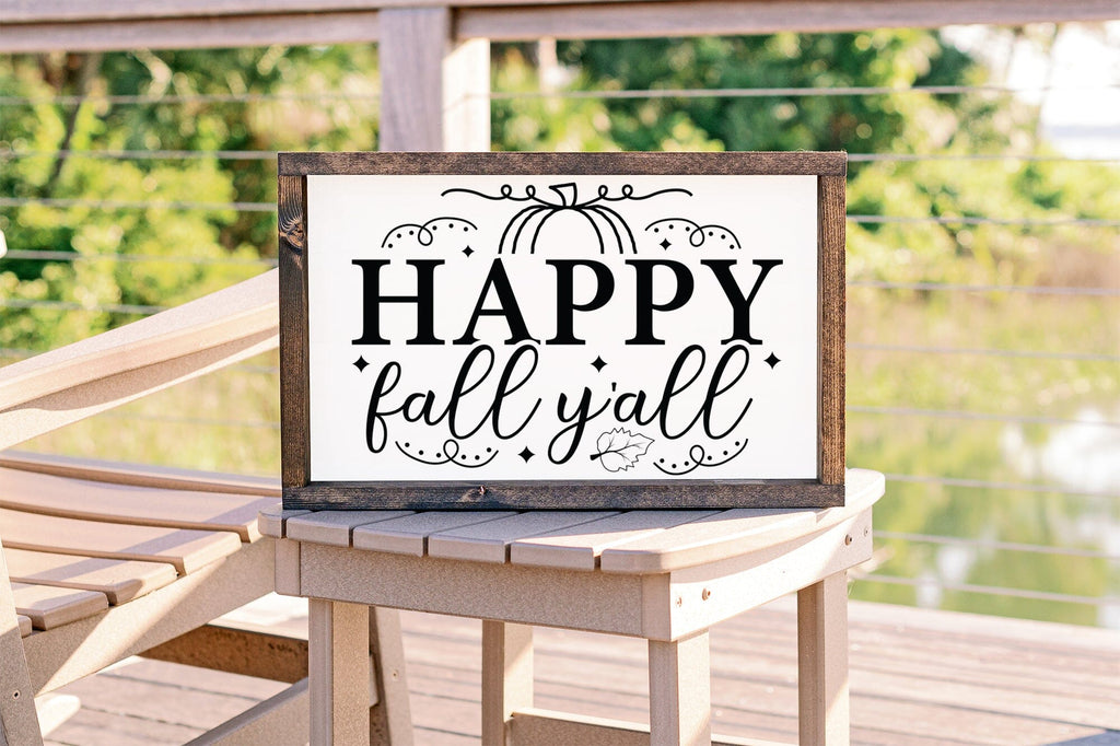 Fall Sign SVG - Happy Fall Y'all SVG - So Fontsy