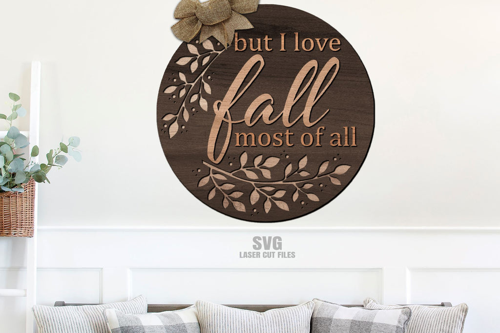 Fall Sign SVG Laser Cut Files | Fall Door Hanger | Fall SVG - So Fontsy