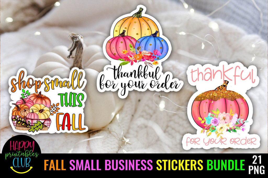 Fall Small Business and Packaging Stickers Bundle Cute - So Fontsy