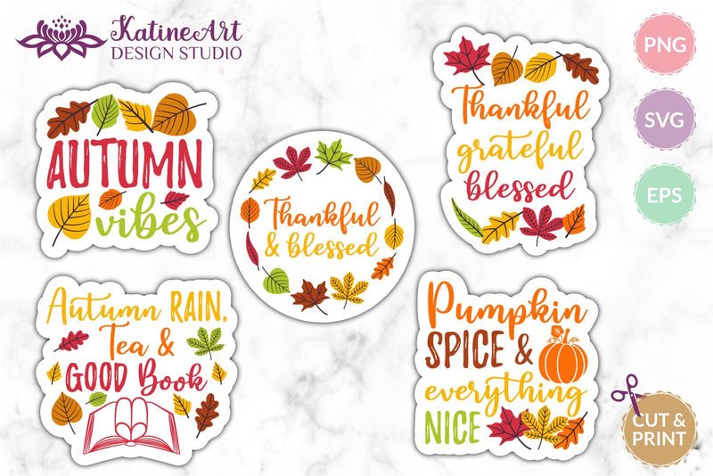 Fall sticker bundle Printable stickers Autumn Quotes Sayings Print and ...