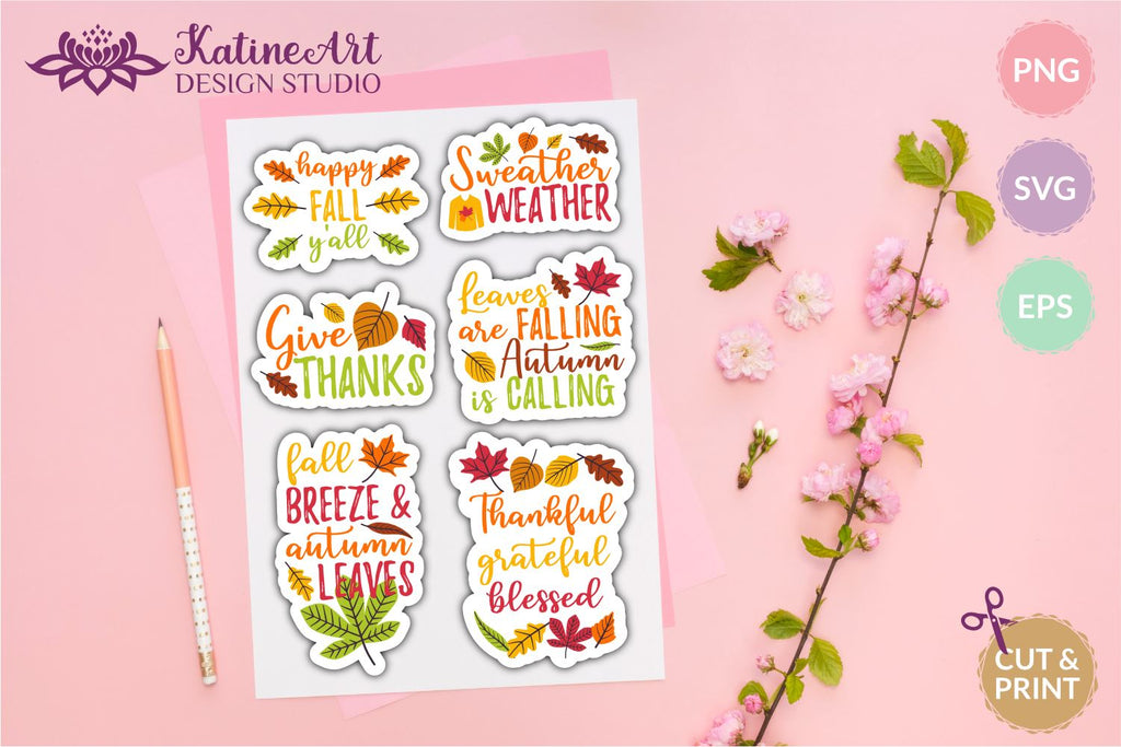 Fall sticker bundle Printable stickers Autumn Quotes Sayings Print and ...