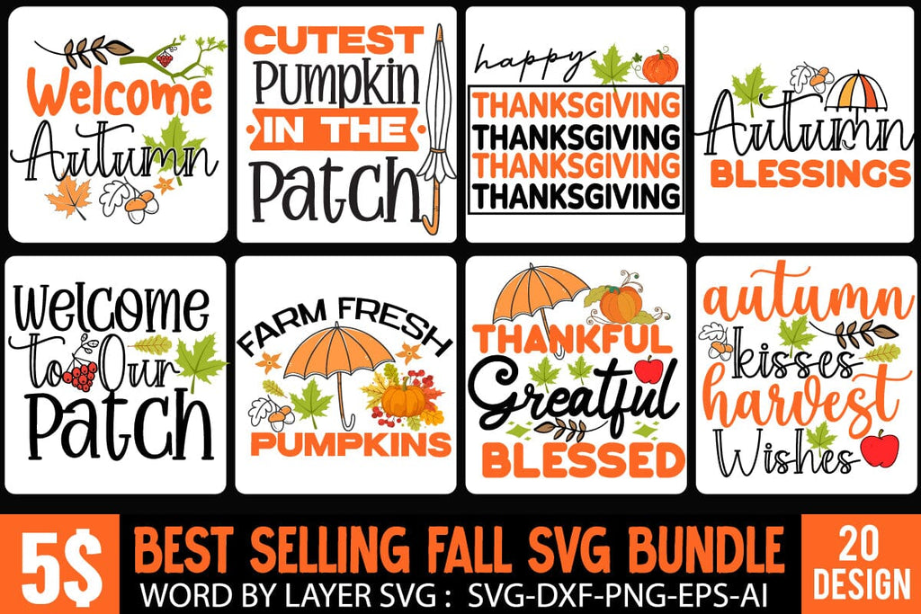 Fall SVG Bundle, Autumn SVG Bundle,20 Fall SVG Cut File,Fall Farmhouse ...