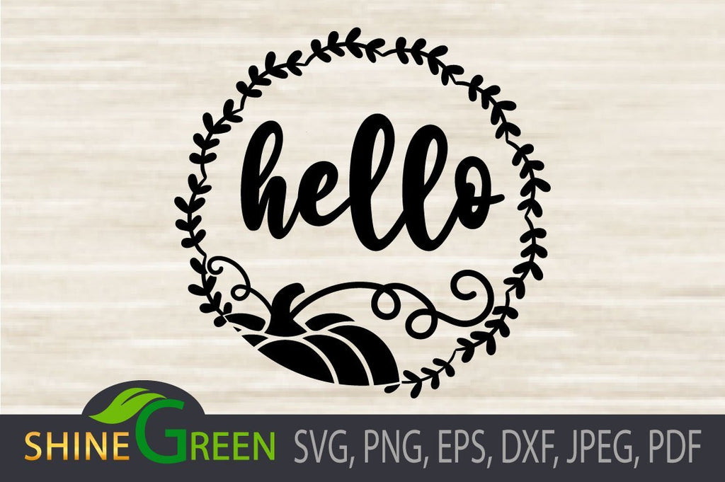 Fall SVG - Hello Round Wood Sign - Autumn - Cricut, Sublimation - So Fontsy