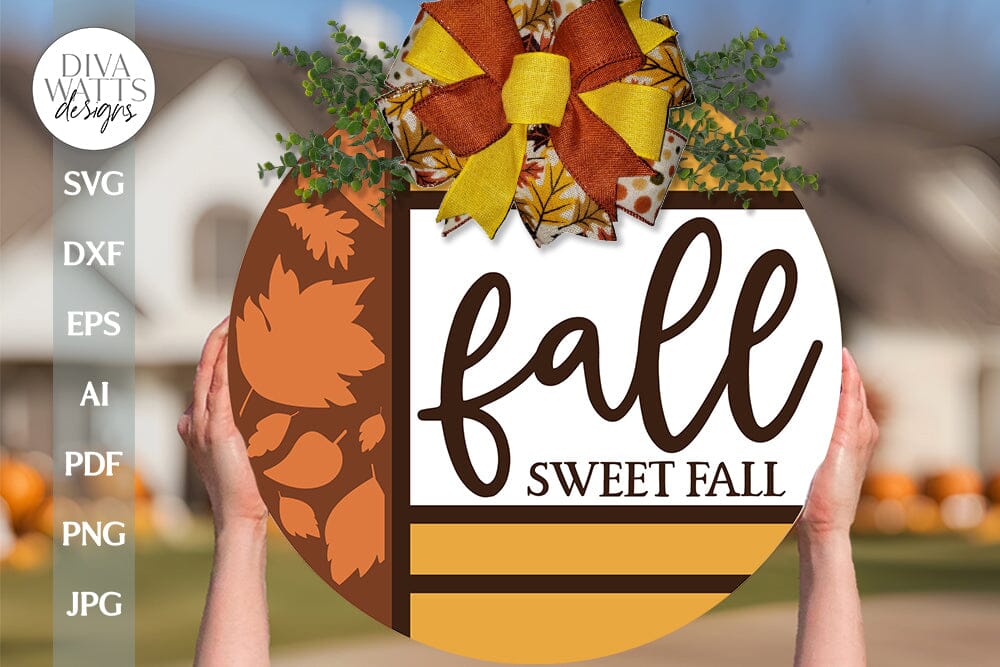 Fall Sweet Fall SVG Fall Door Hanger svg Thanksgiving svg Boho Door Ha ...