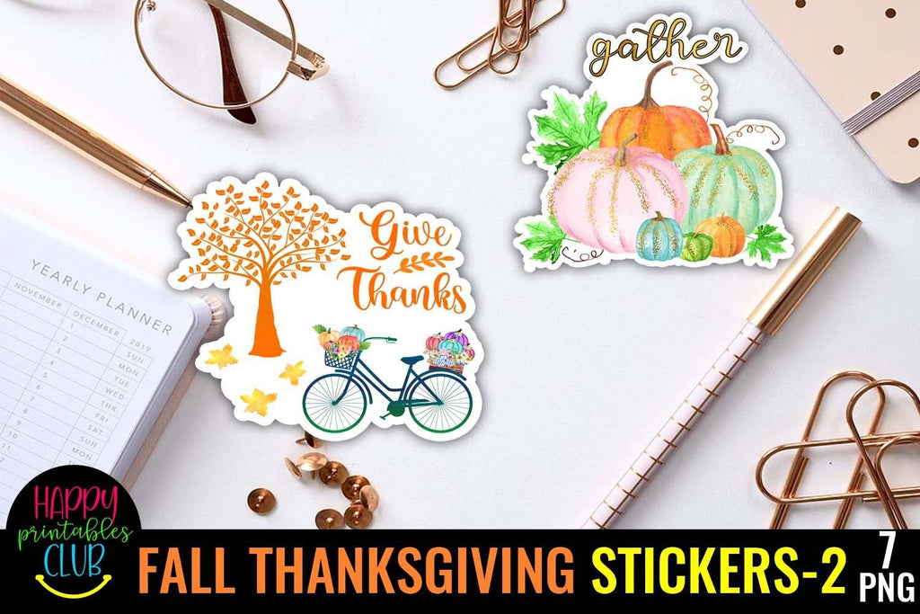 Fall Thanksgiving Stickers 3- Printable Stickers for Fall - So Fontsy