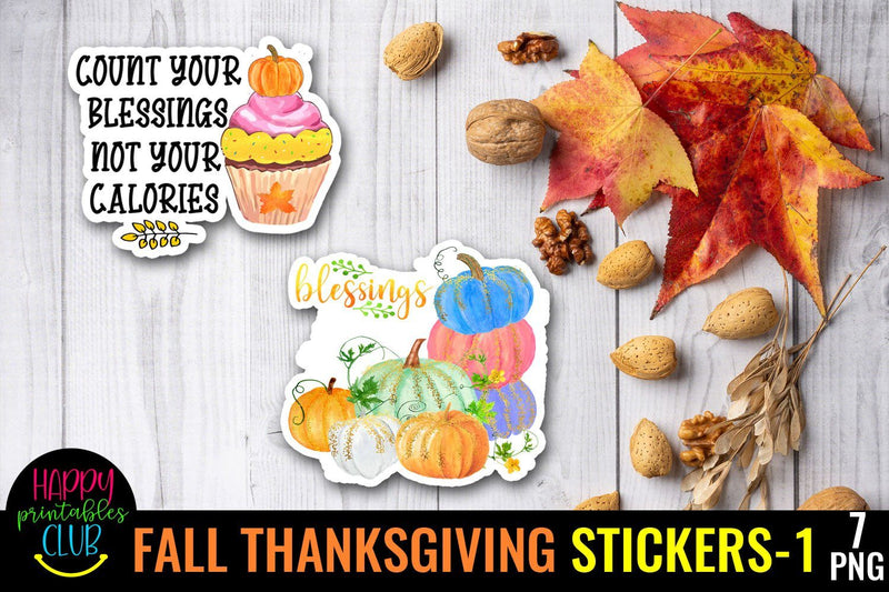 Fall Thanksgiving Stickers- Printable Stickers for Fall - So Fontsy
