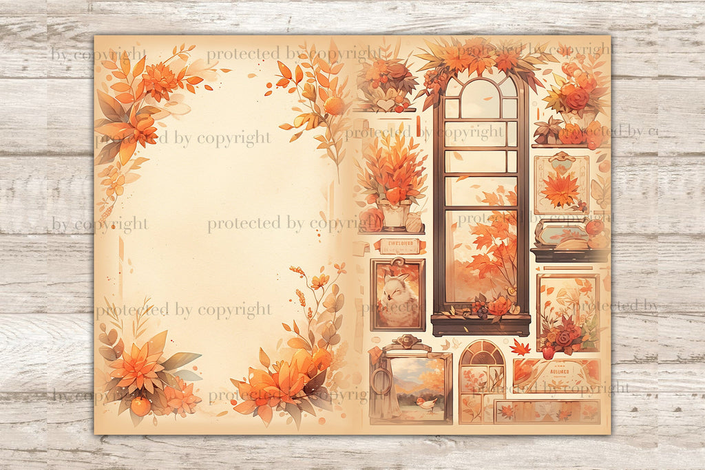 Fall Vibes Junk Journal Paper | Autumn Art Journal - So Fontsy
