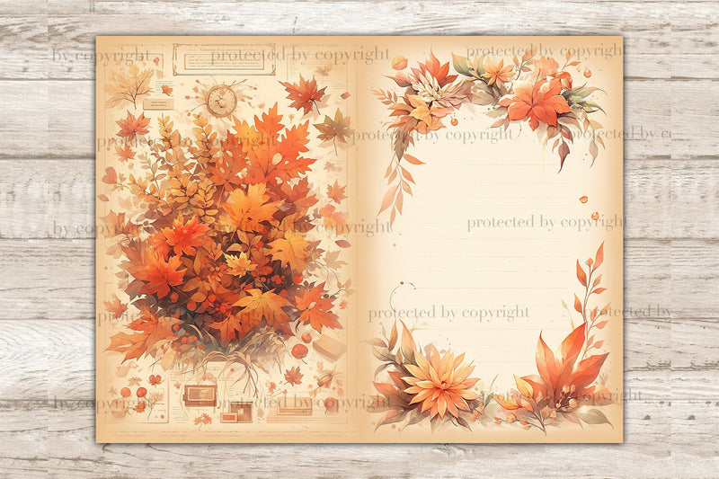 Fall Vibes Junk Journal Paper | Autumn Art Journal - So Fontsy