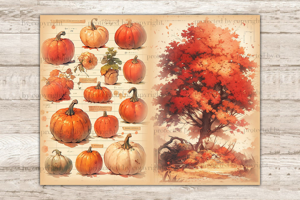 Fall Vibes Junk Journal Paper | Autumn Art Journal - So Fontsy