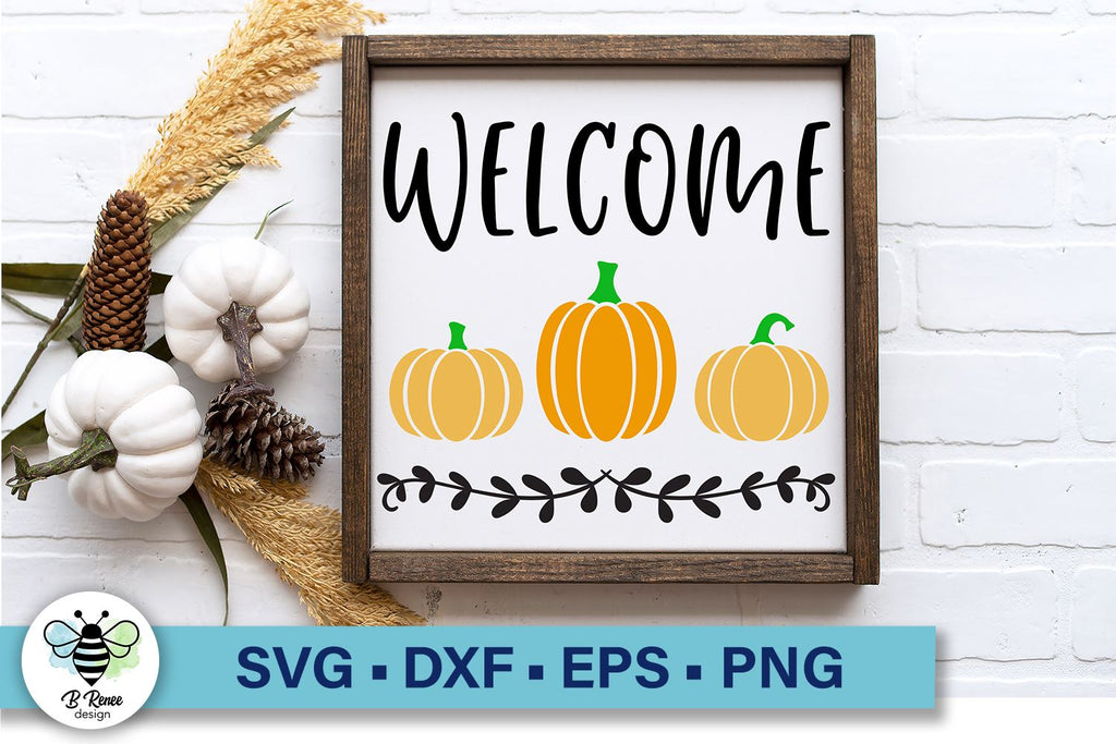Fall Welcome Sign with Pumpkins SVG | Fall SVG - So Fontsy