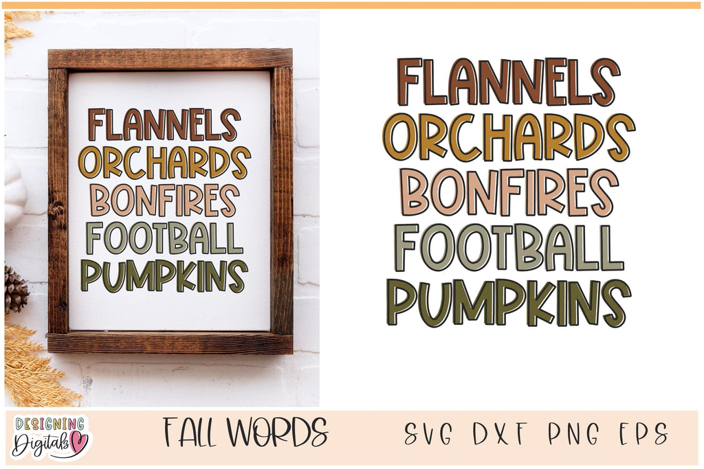 Fall Words SVG, Fall PNG, Autumn Tshirt Design - So Fontsy