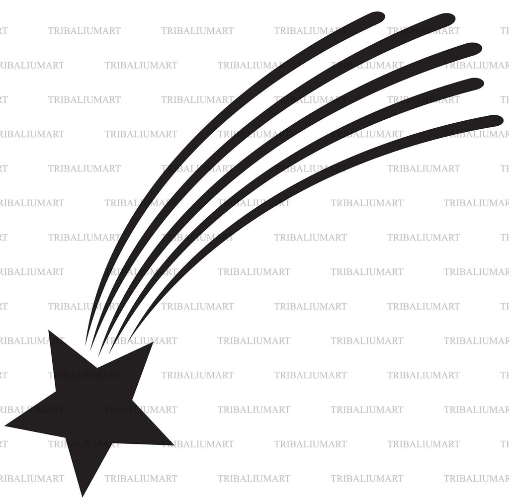 Falling or shooting star. Cut files for Cricut. Clip Art silhouette ...