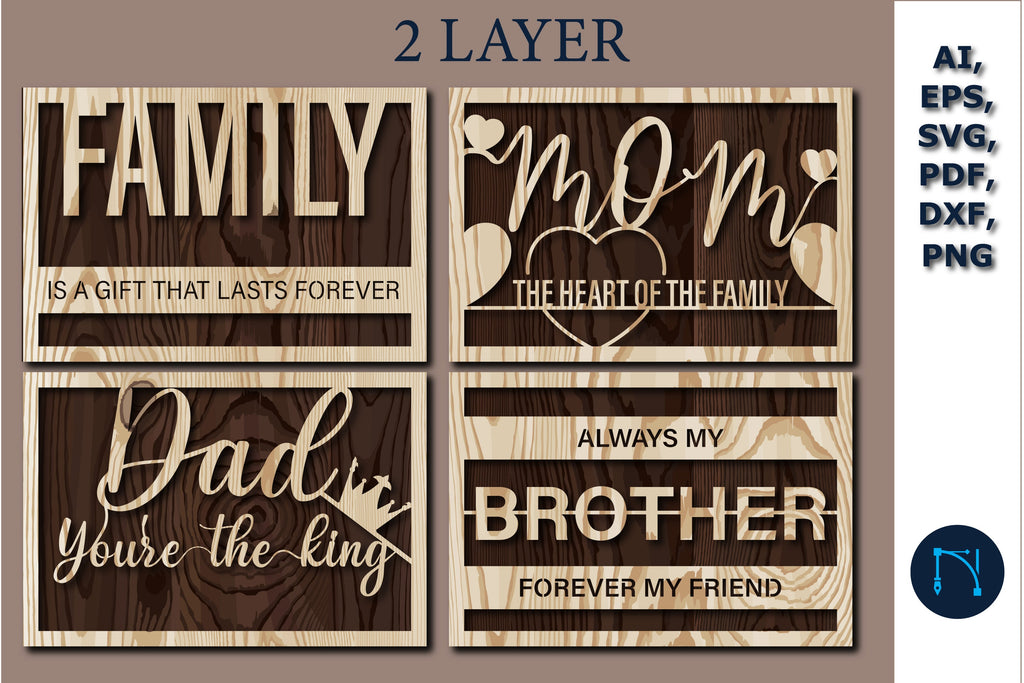 family, mom, dad, and BROTHER Sign SVG Laser Cut 2 Layers 3d Svg - So ...