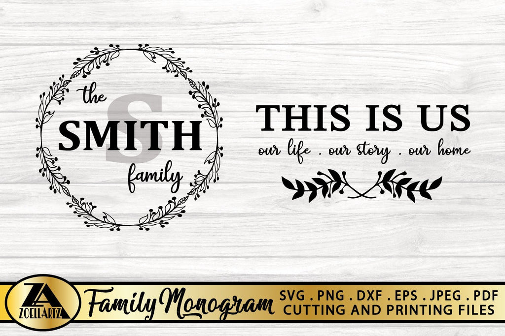 Family Monogram Bundle SVG Farmhouse Monogram SVG Bundle - So Fontsy