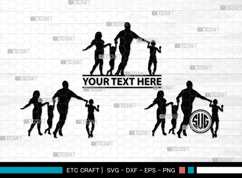 Family Monogram, Family Silhouette, Family SVG, Mother And Children Svg ...