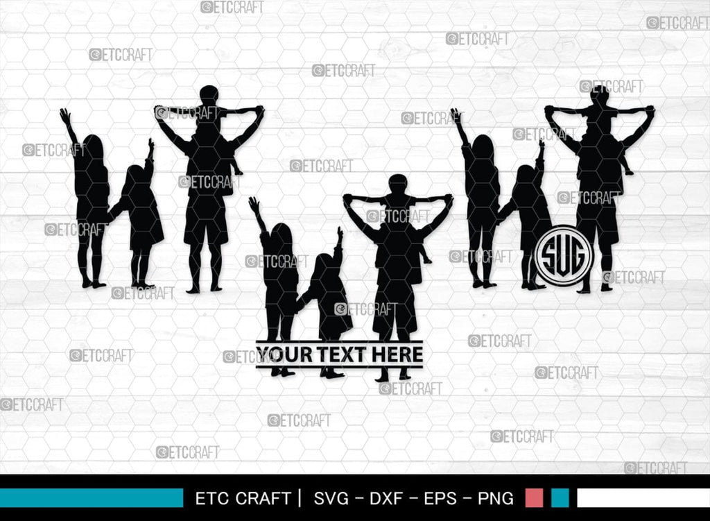 Family Monogram, Family Silhouette, Family SVG, Mother And Children Svg ...