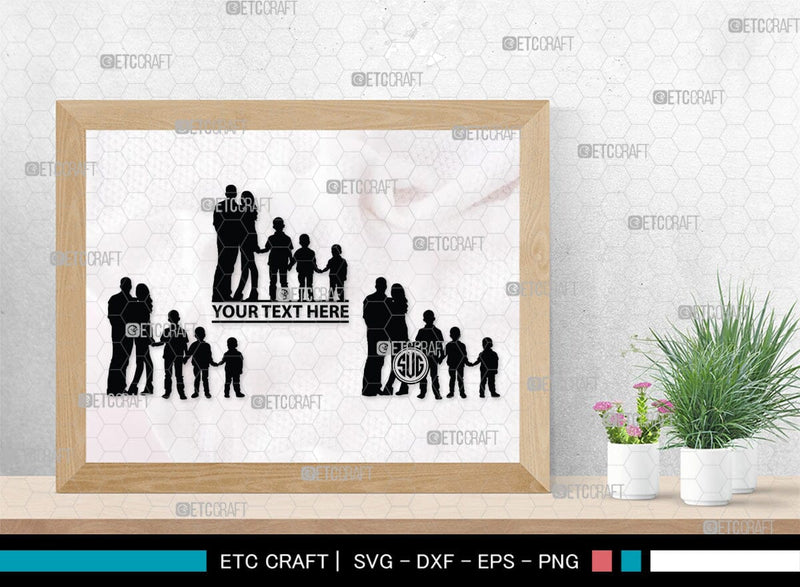 Family Monogram, Family Silhouette, Family SVG, Mother And Children Sv ...