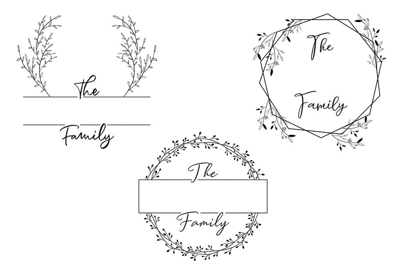 Family Monogram SVG Bundle | 12 Hand Drawn Monogram Wreaths - So Fontsy