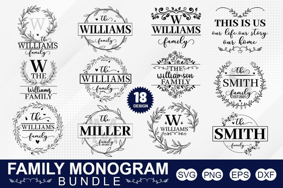 Family Monogram SVG Bundle.Family Monogram SVG, Monogram SVG, DXF, Jpg ...