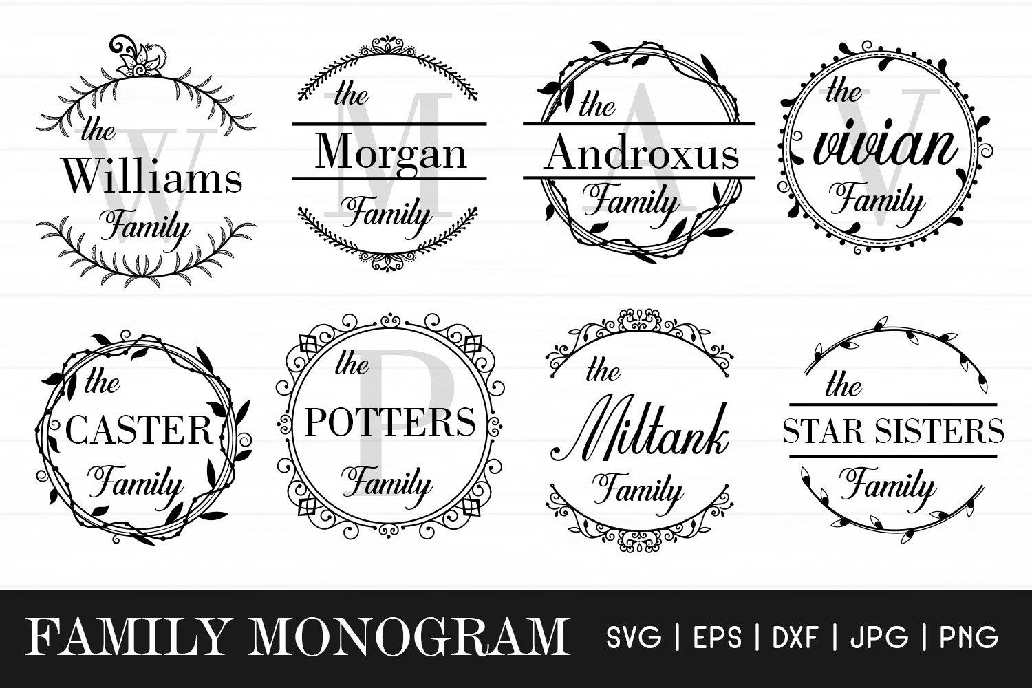 Family monogram SVG - Family Name Sign Monogram Frames - So Fontsy