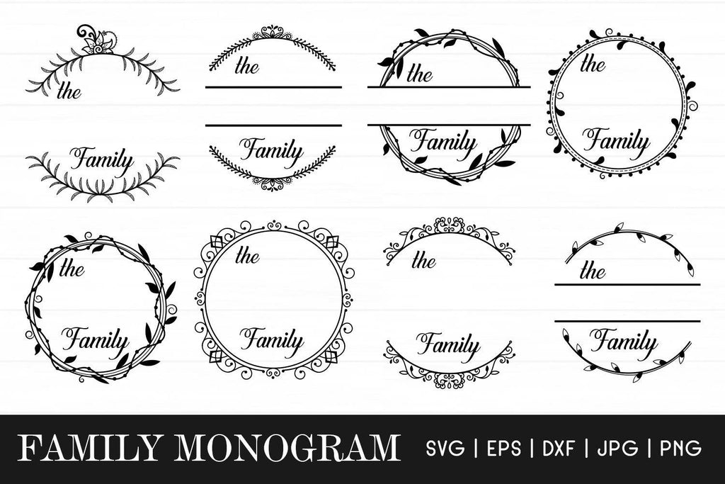 Family monogram SVG - Family Name Sign Monogram Frames - So Fontsy