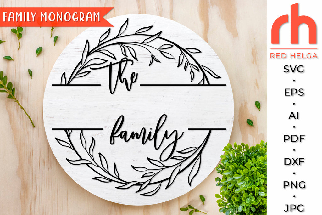 Family Monogram SVG - Last Name Frame Cut File - So Fontsy