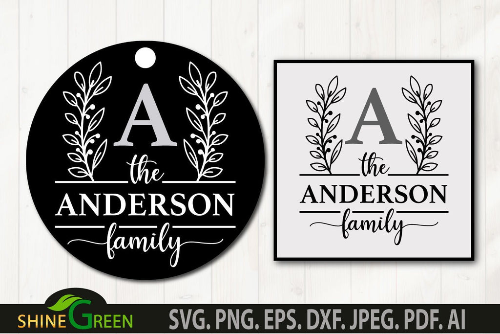Family Monogram SVG Split Frame Round Sign for Home, Farmhouse - So Fontsy