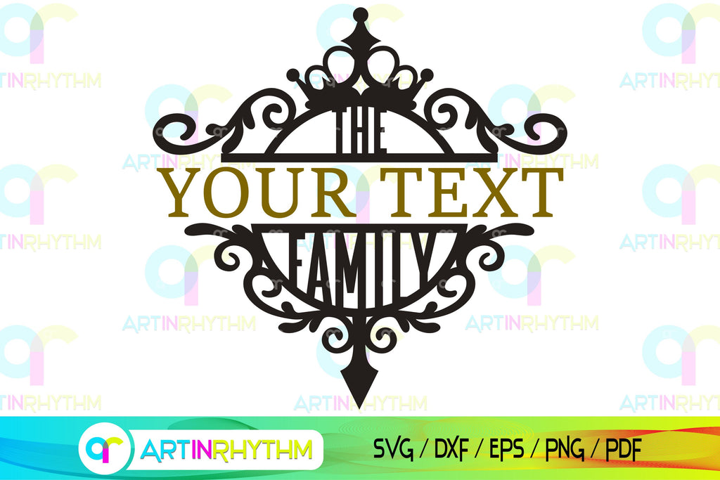 Family name split monogram svg - So Fontsy