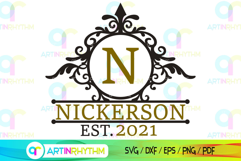 Family name split monogram svg - So Fontsy