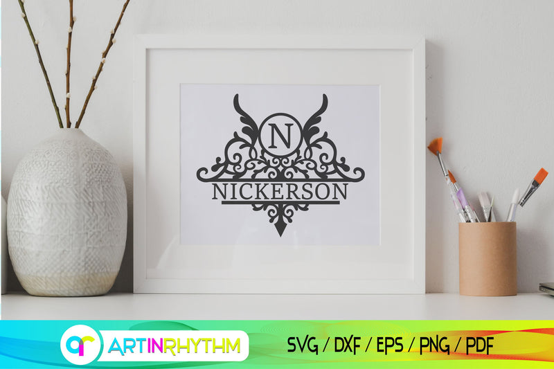 Family name split monogram svg - So Fontsy