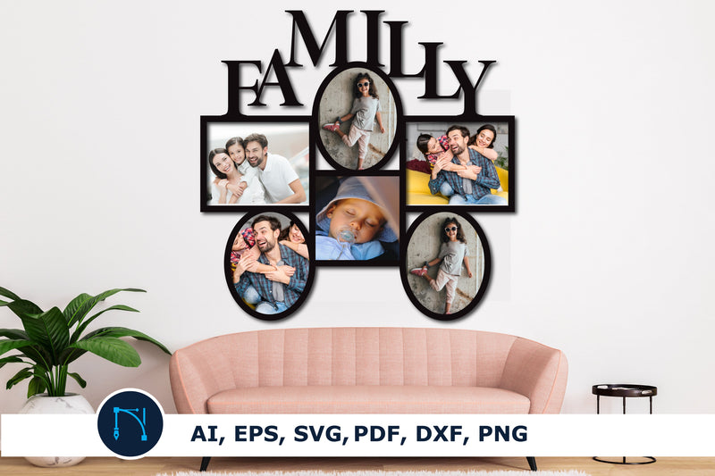 family photo frame SVG, Laser cut SVG - So Fontsy