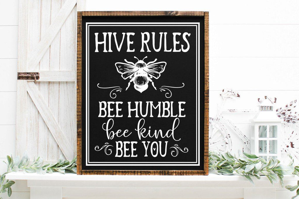 Family Rules SVG - Hive Rules. Bee Humble. Bee Kind. Bee You - So Fontsy